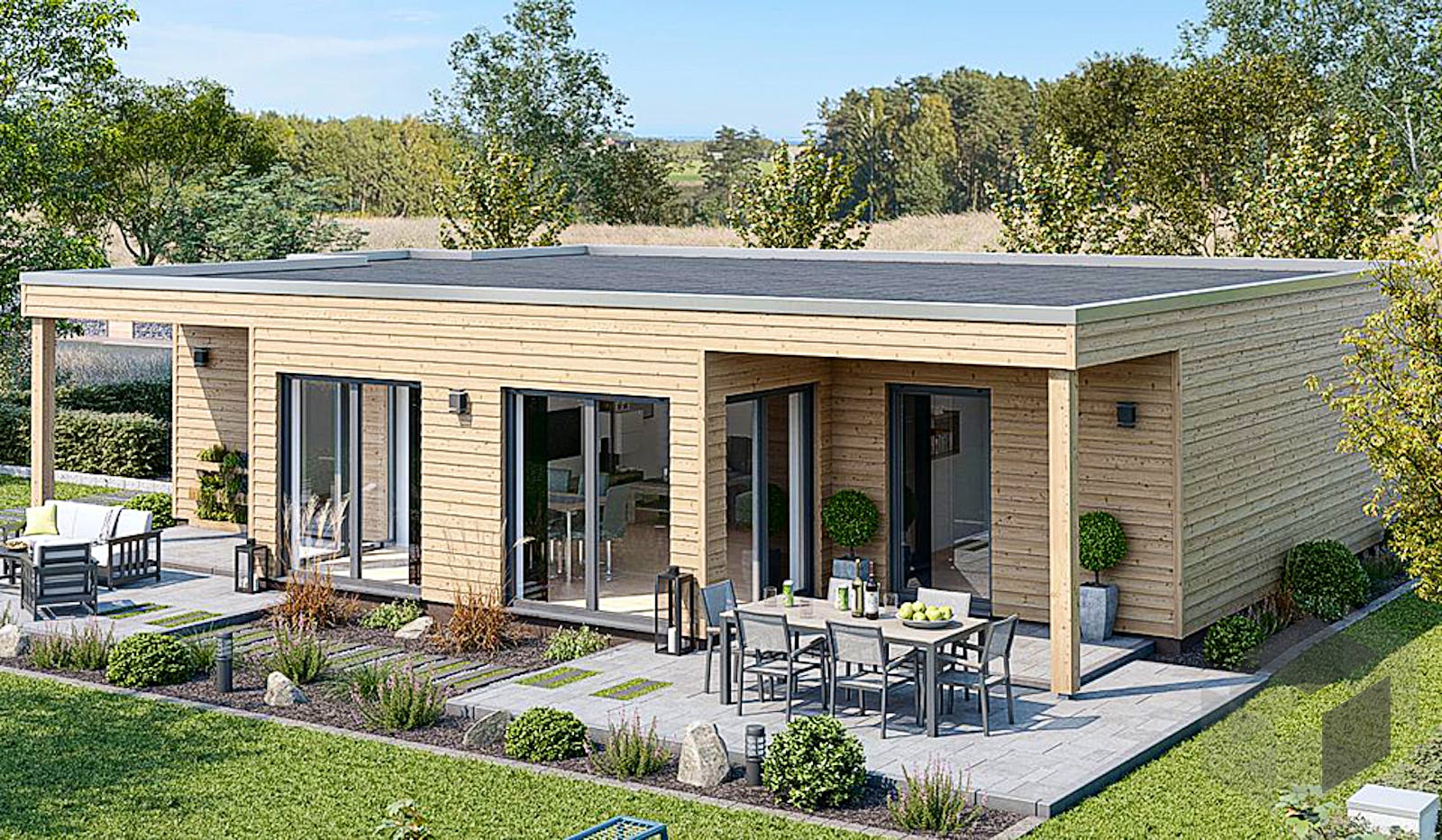 Einfamilienhaus BUNGALOW F88-130 Var. Holz von EBH Haus | Fertighaus.at
