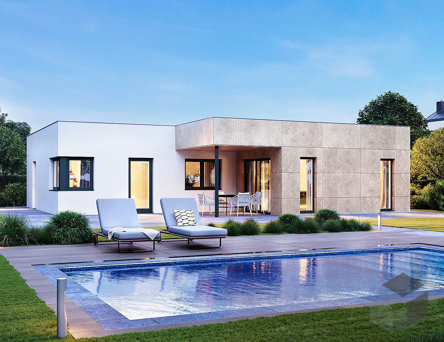 ELK Fertighaus - ELK Design Bungalow 122 - Flachdach | Preisinfo