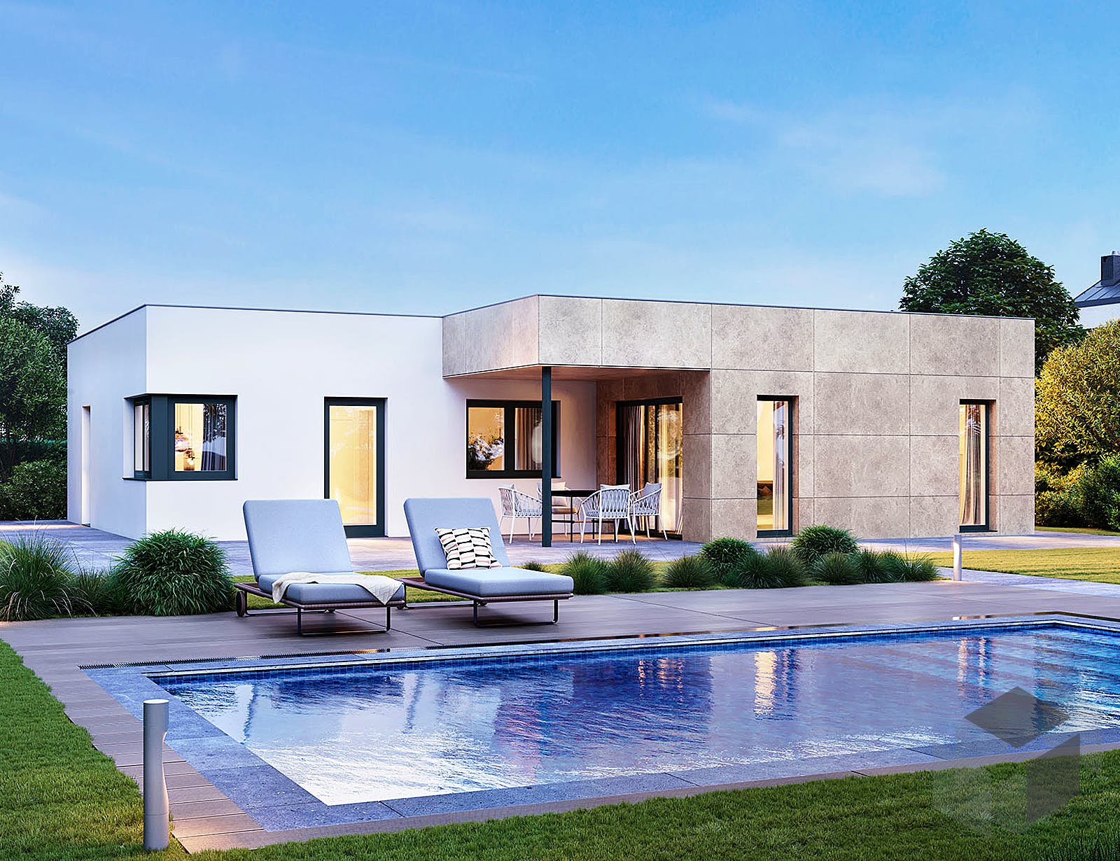 ELK Fertighaus - ELK Design Bungalow 122 - Flachdach | Preisinfo