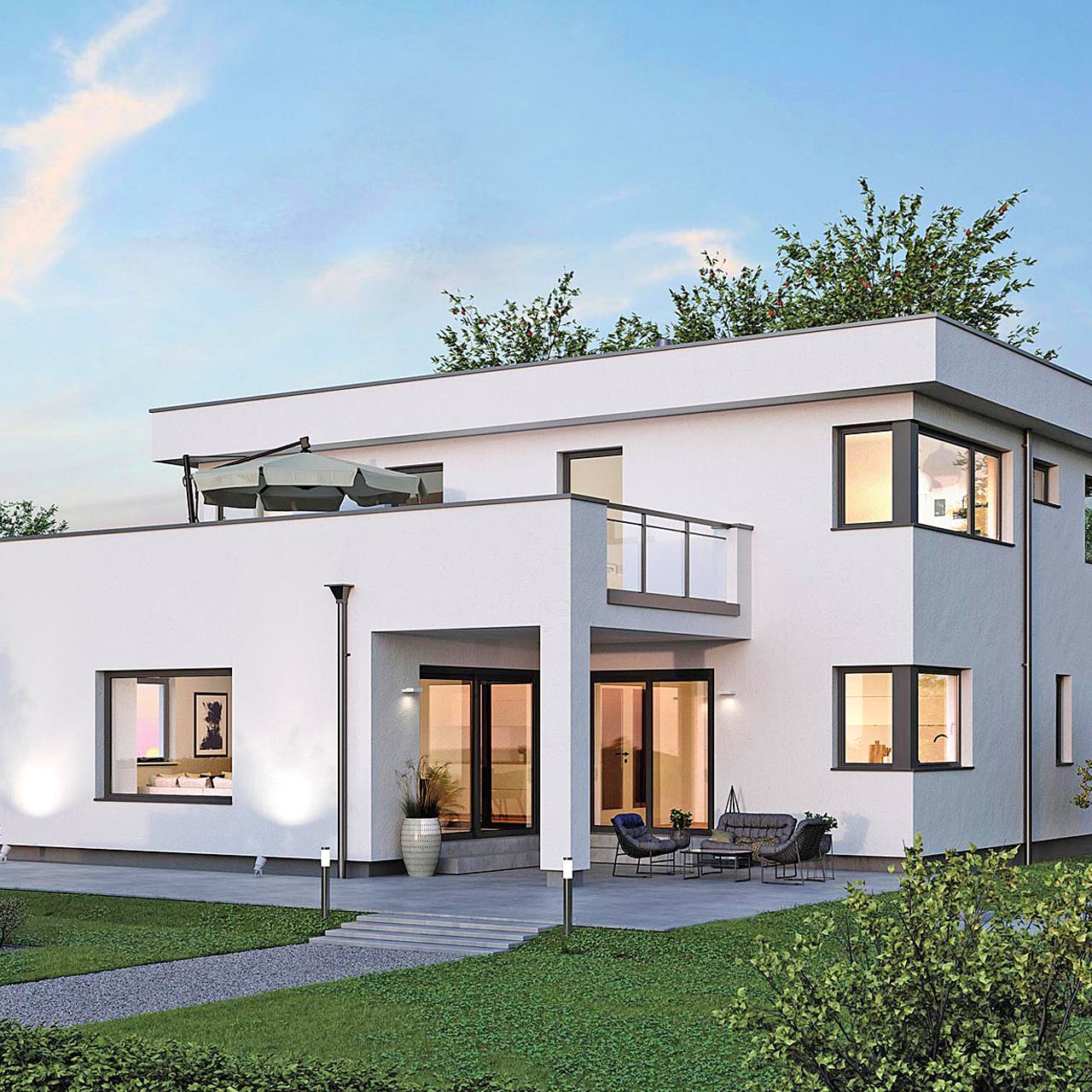 FLACHDACHHÄUSER bauen 205 Häuser ab 115.714 € | Fertighaus.de