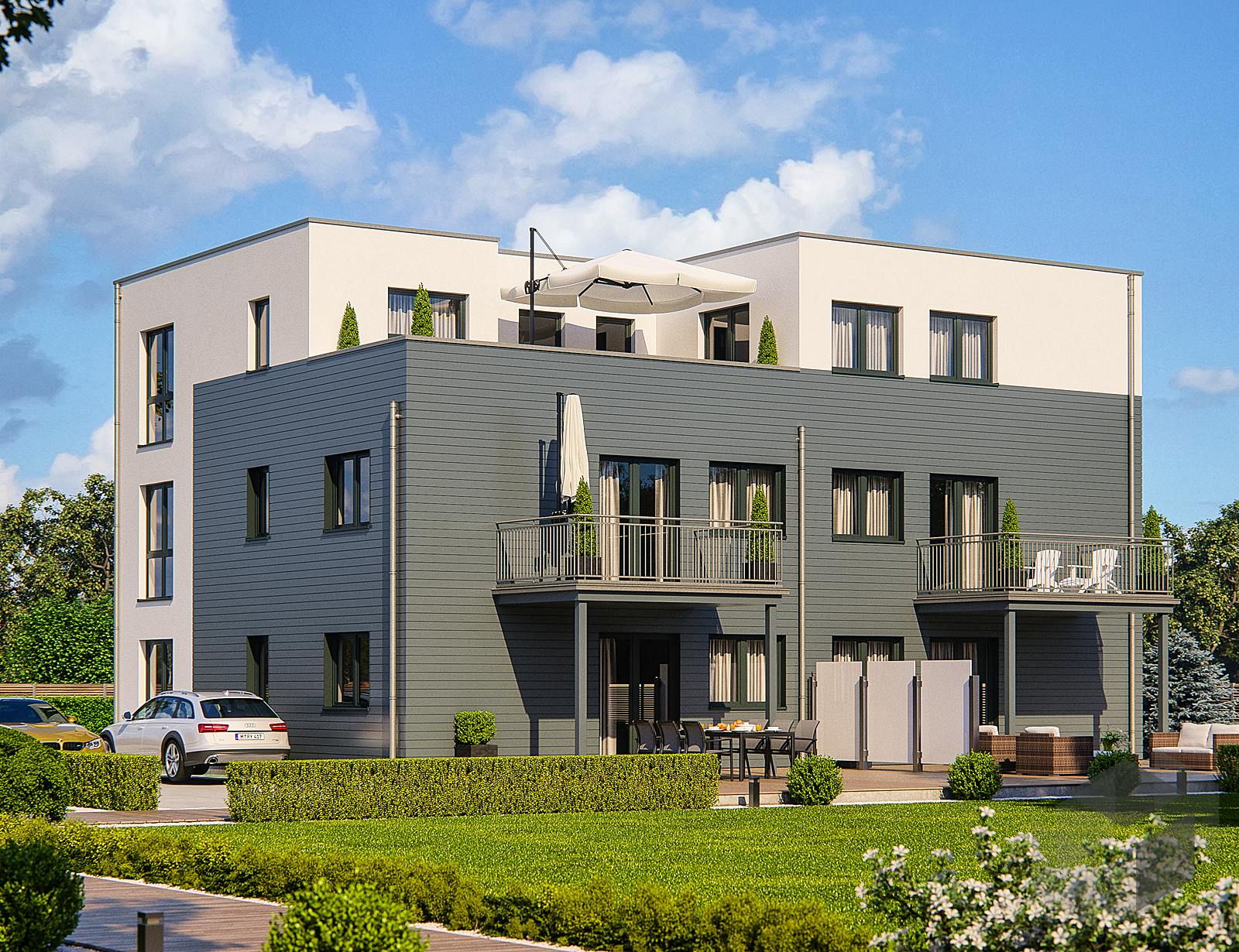 Haas Mehrfamilienhaus mit 5 Wohneinheiten und Flachdach von Haas ...