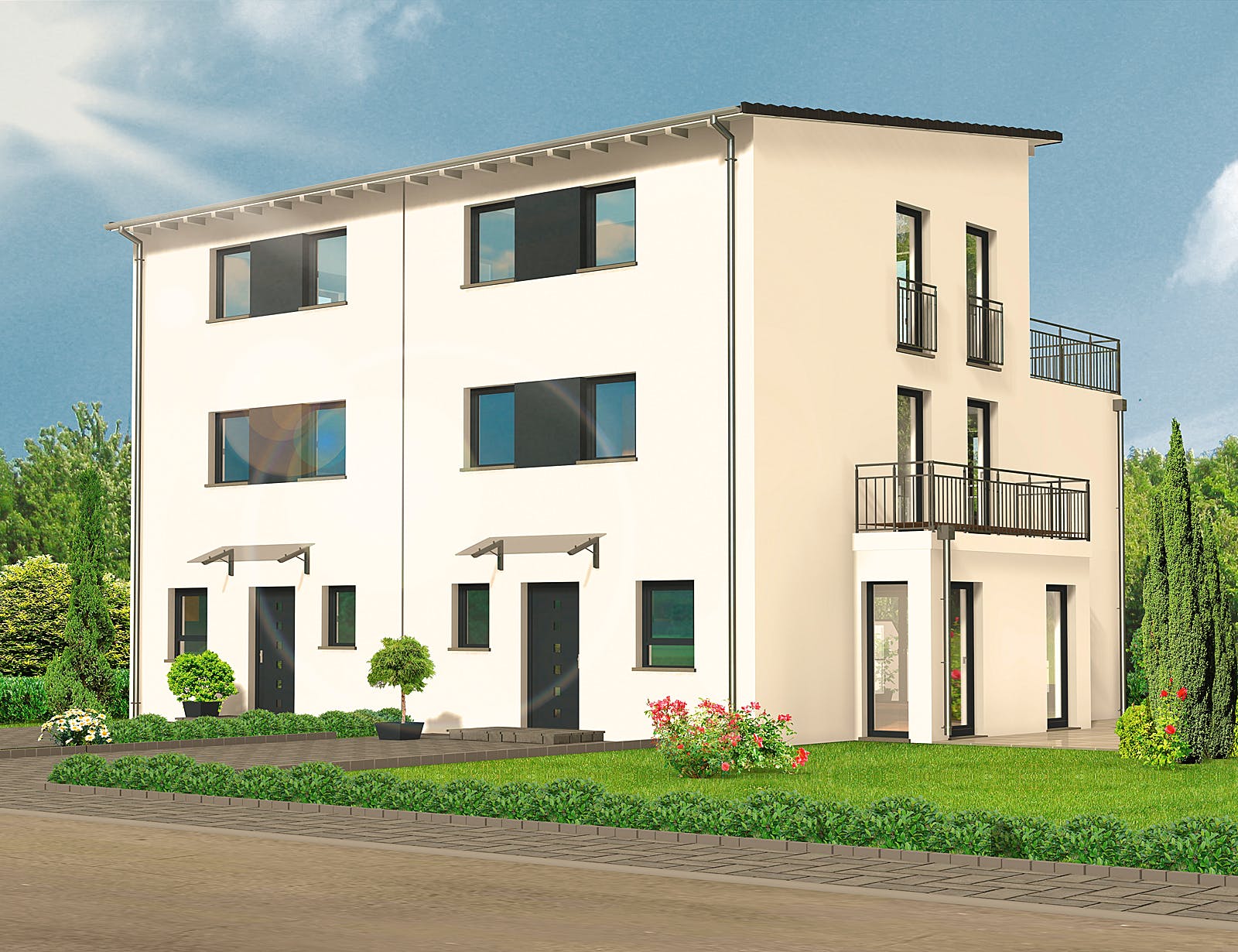 Doppelhaus Lifestyle 54.15 (out) von hebelHAUS | Fertighaus.de