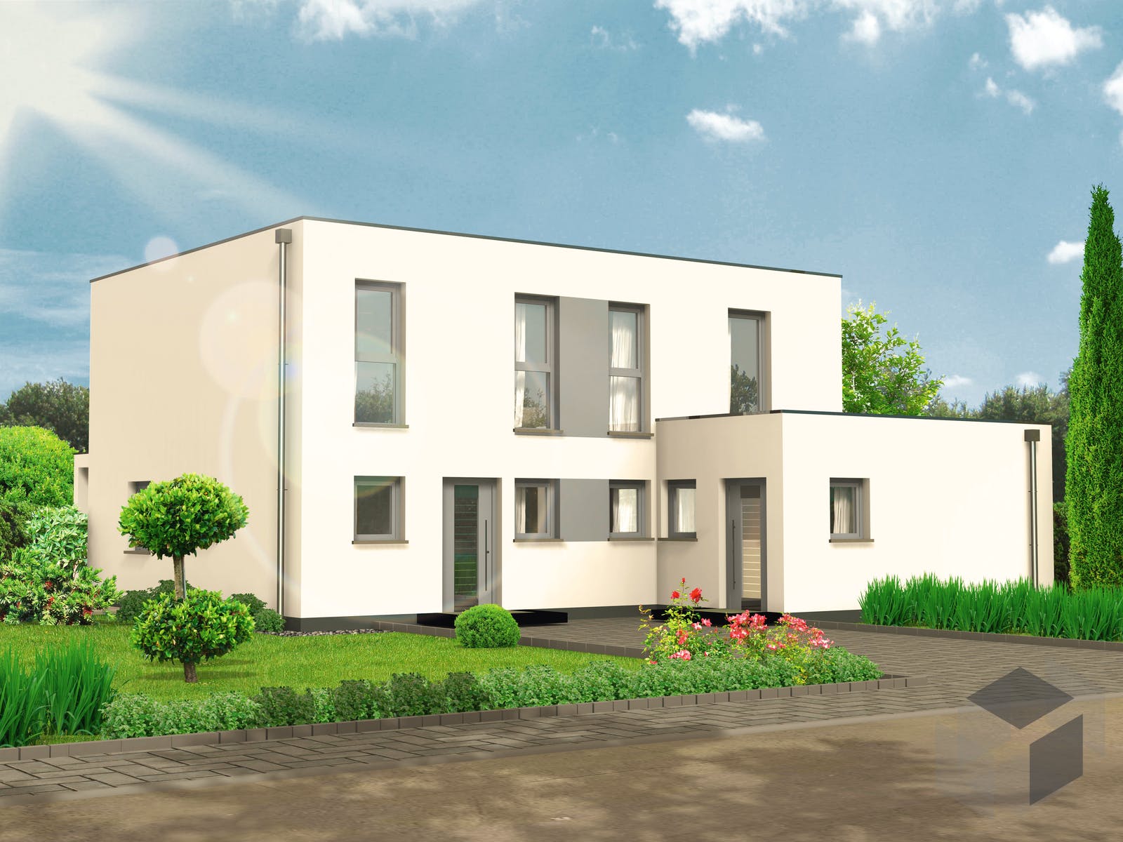 Zweifamilienhaus Kubus 25.18 (out) von hebelHAUS | Fertighaus.de