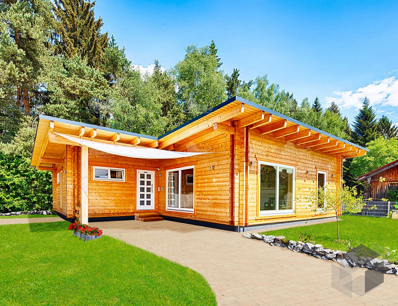 LéonWood® Holz-Blockhaus - Flatwood Green 90 | Preisinfo