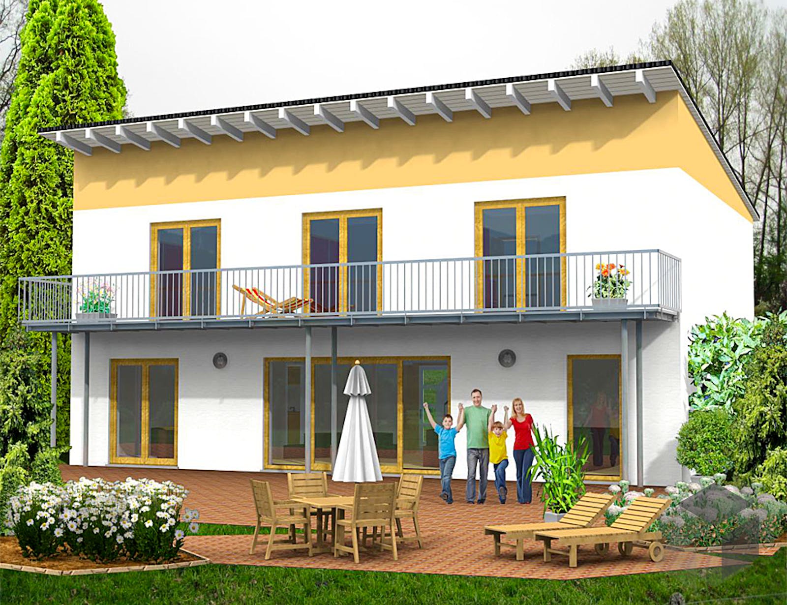 Haus mit Pultdach Variante 4 von Stein auf Stein Massivhaus