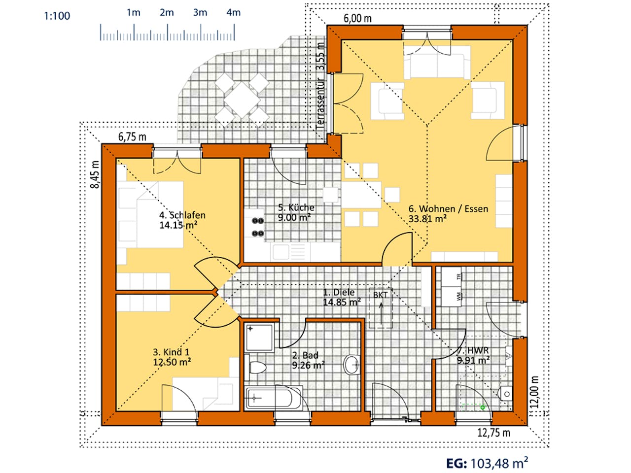 Virtus Massivhaus - Winkelbungalow V 105 | Preisinfo